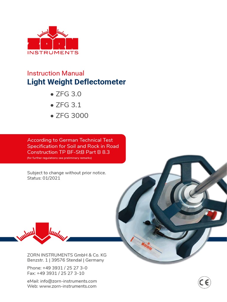 User Manual ZORN Lightweight Deflectometer ZFG 3.0/3.1/3000 | PDF | Electrical Connector ...