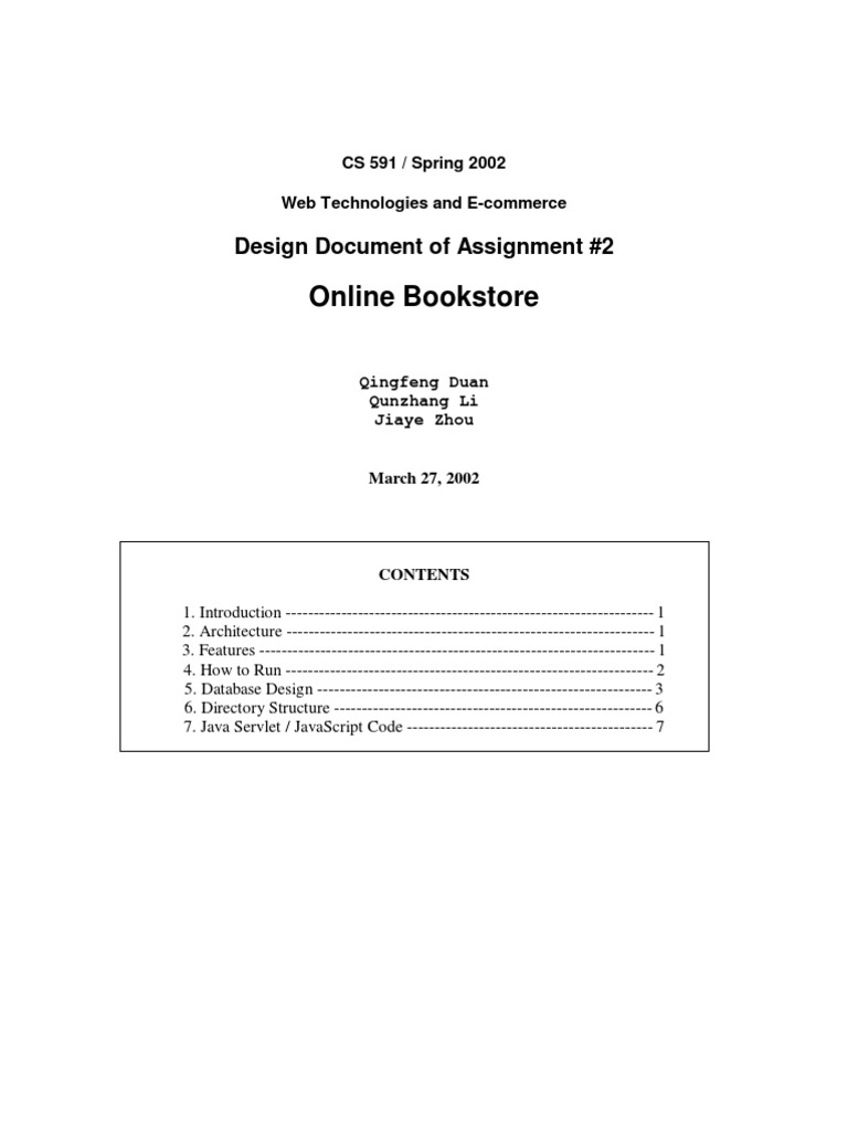 Online Bookstore: Design Document of Assignment #2 | PDF | Java Server ...