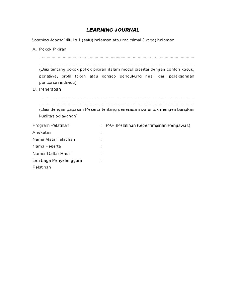 Format Learning Journal PKP | PDF