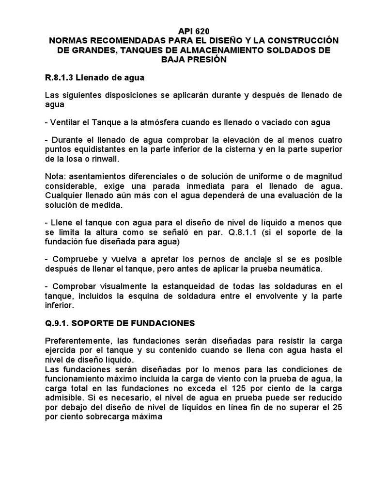 API 620 PRUEBA Hidrostática | PDF