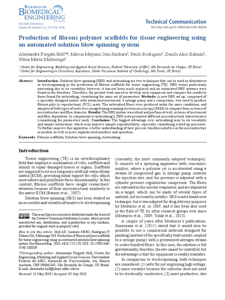 Production of Fibrous Polymer Scaffolds For Tissue Engineering Using An ...