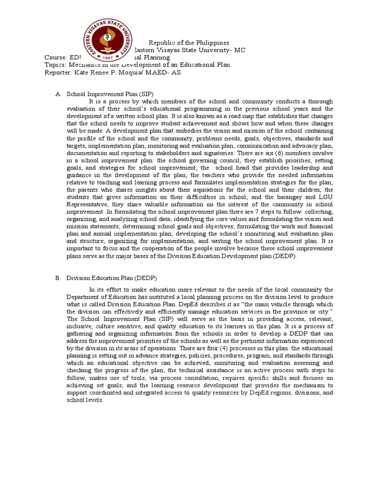 Division Education Plan (DEDP) | PDF | Education Reform | Monitoring ...