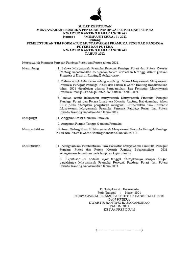 Sk Pembentukan Tim Formatur Pdf