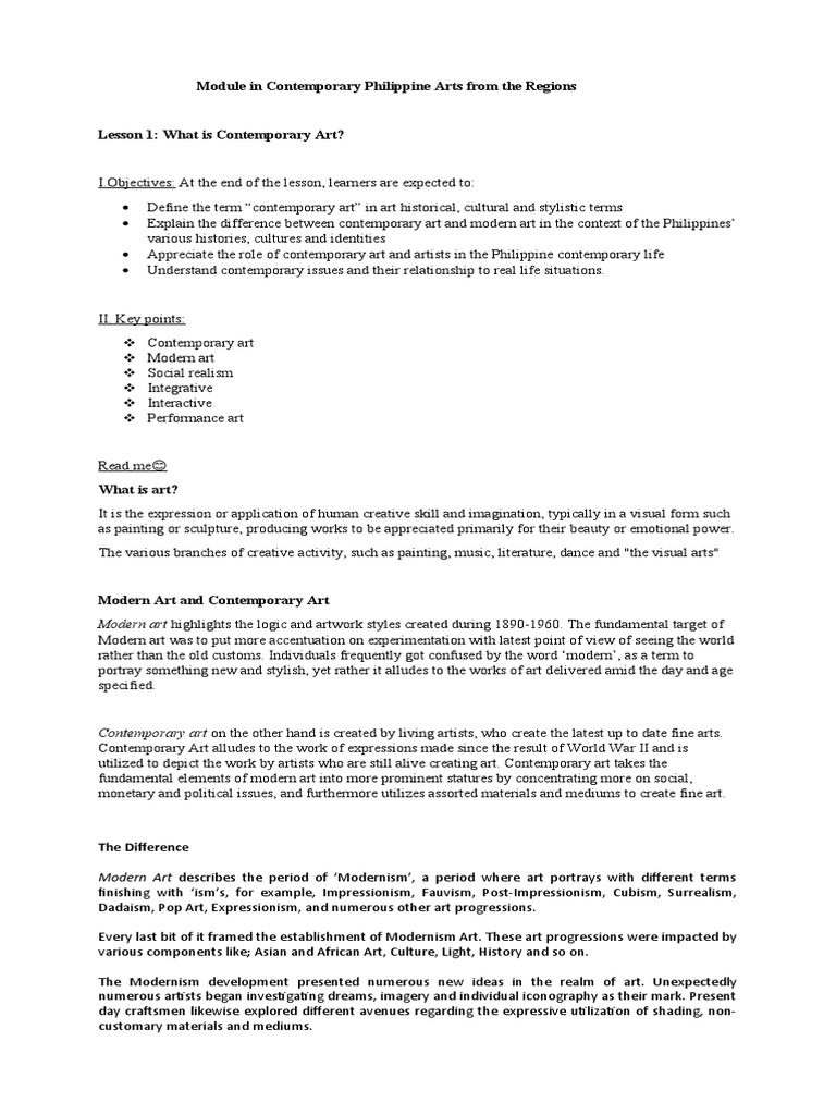 Module in Contemporary Philippine Arts From The Regions | PDF ...