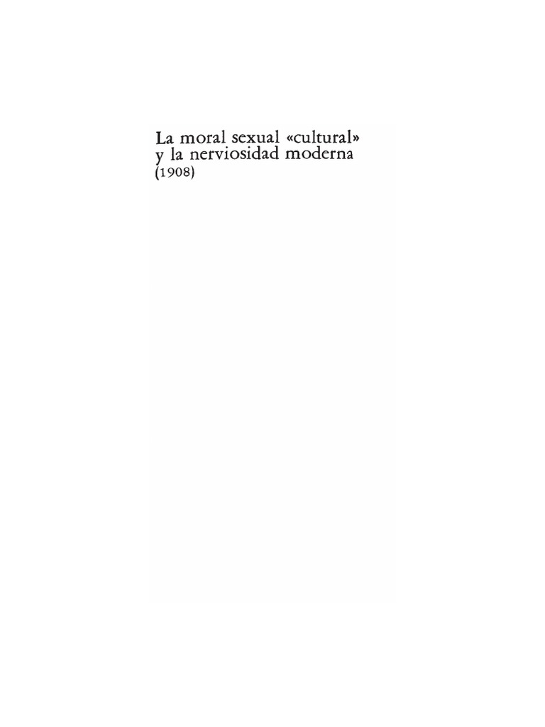 Freud (1908) La Moral Sexual Cultural y La Nerviosidad Moderna | PDF