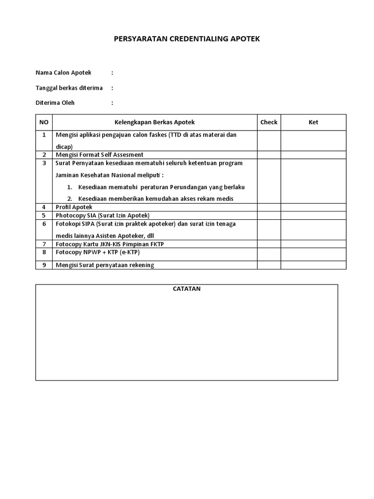 Lembar Checklist Apotek | PDF