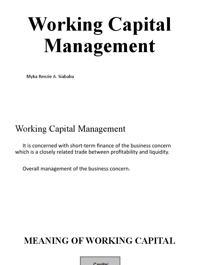 Working Capital Management | PDF | Working Capital | Inventory