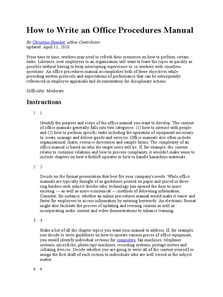 How To Write An Office Procedures Manual | PDF | Employment | Computing
