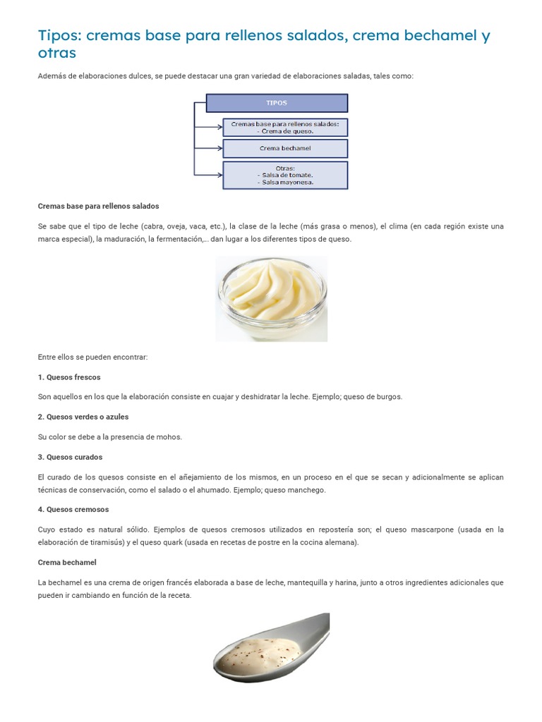 Cremas y salsas para rellenos salados | PDF | Queso | Salsa