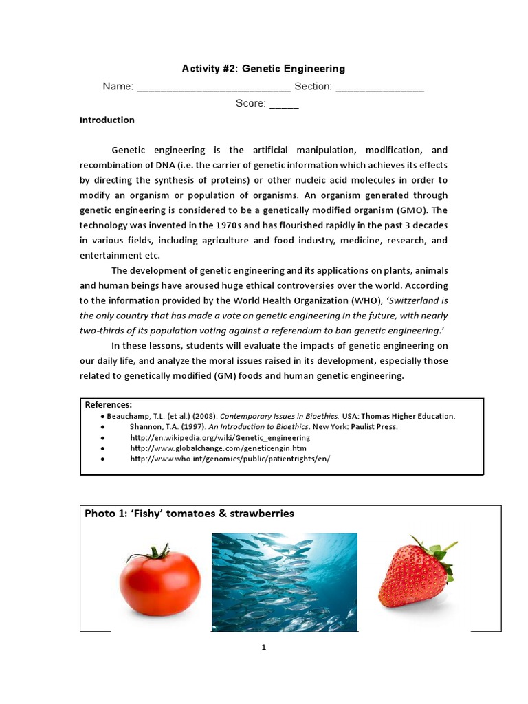 Activity 2-Genetic Engineering | PDF | Genetic Engineering ...