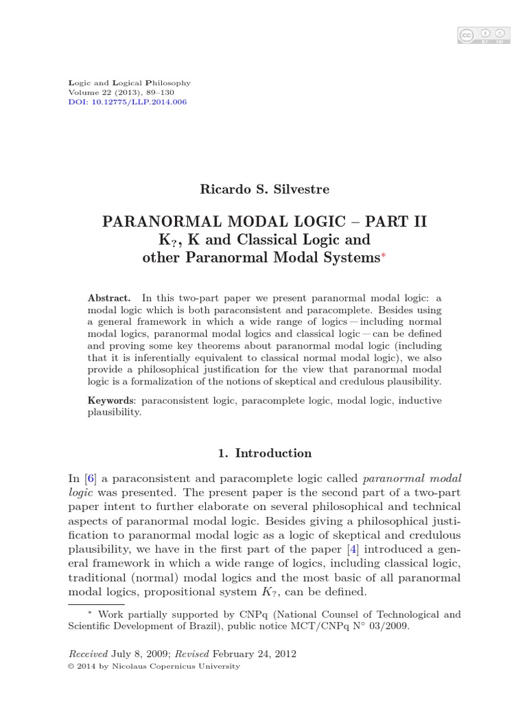 Paranormal Modal Logic - Part Ii | PDF | Modal Logic | Theorem