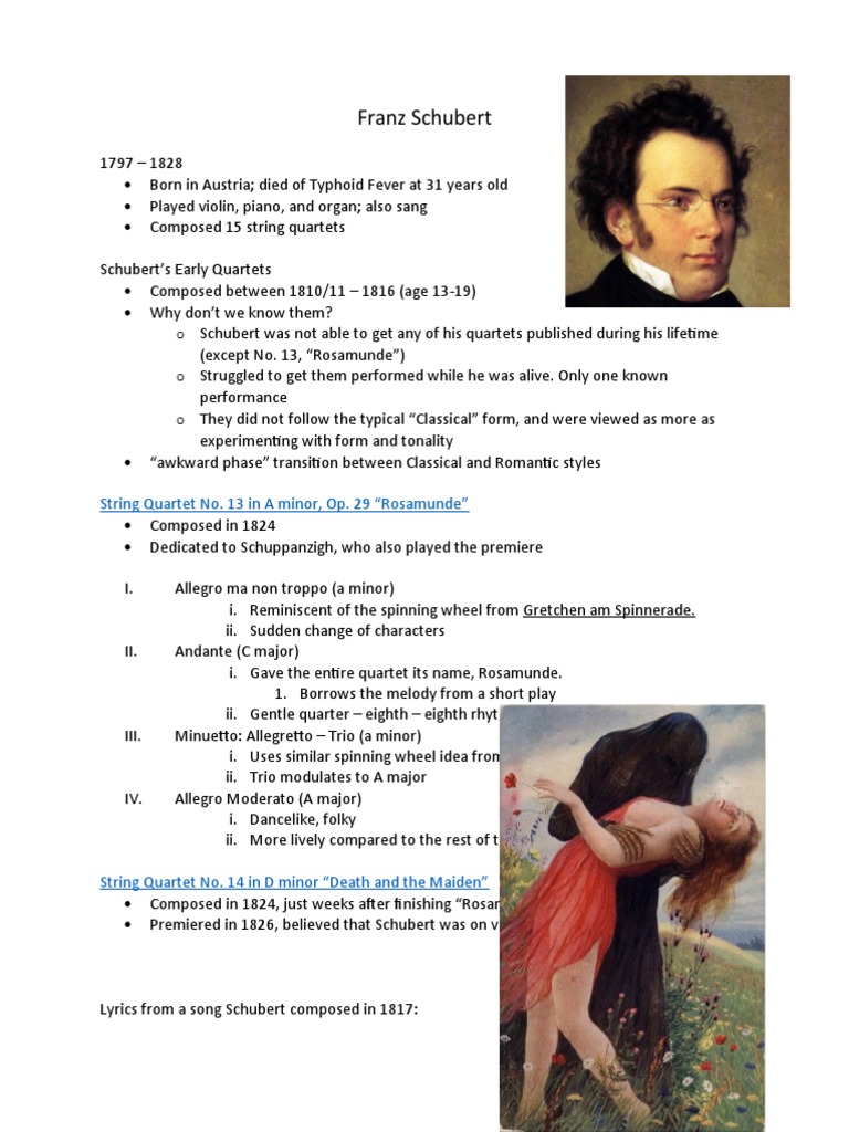 Franz Schubert Chamber Music Presentation | PDF | Chamber Music | Franz ...