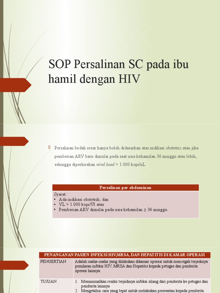SOP Persalinan SC Pada Ibu Hamil Dengan HIV | PDF