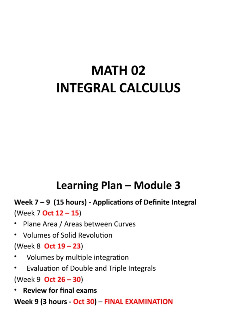 CALCULUS 2 - MODULE 3 - Lessons 17 19 - As of Nov 5 | PDF | Integral ...