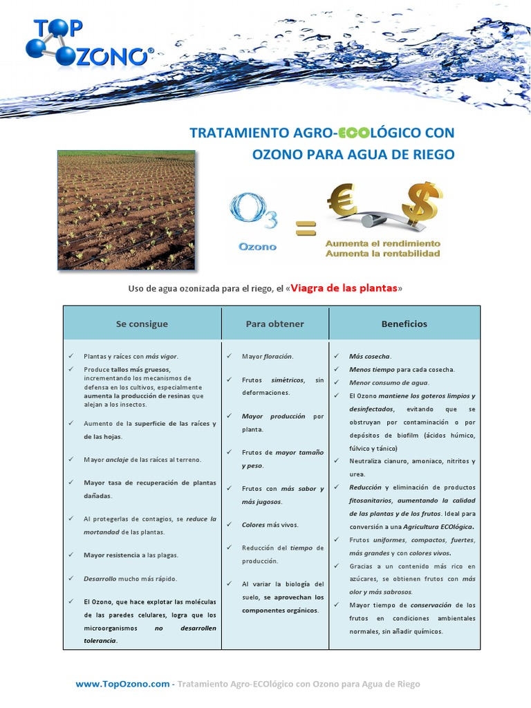 Tratamiento Agro-ECOlogico Con OZONO para Agua de Riego | PDF | Comidas orgánicas | Riego