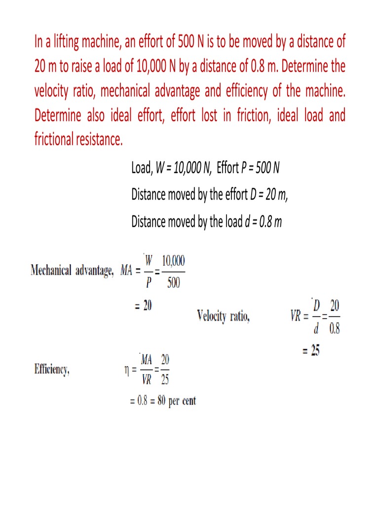 Simple Lifting Machine - Numericals | PDF | Machines | Physical Quantities