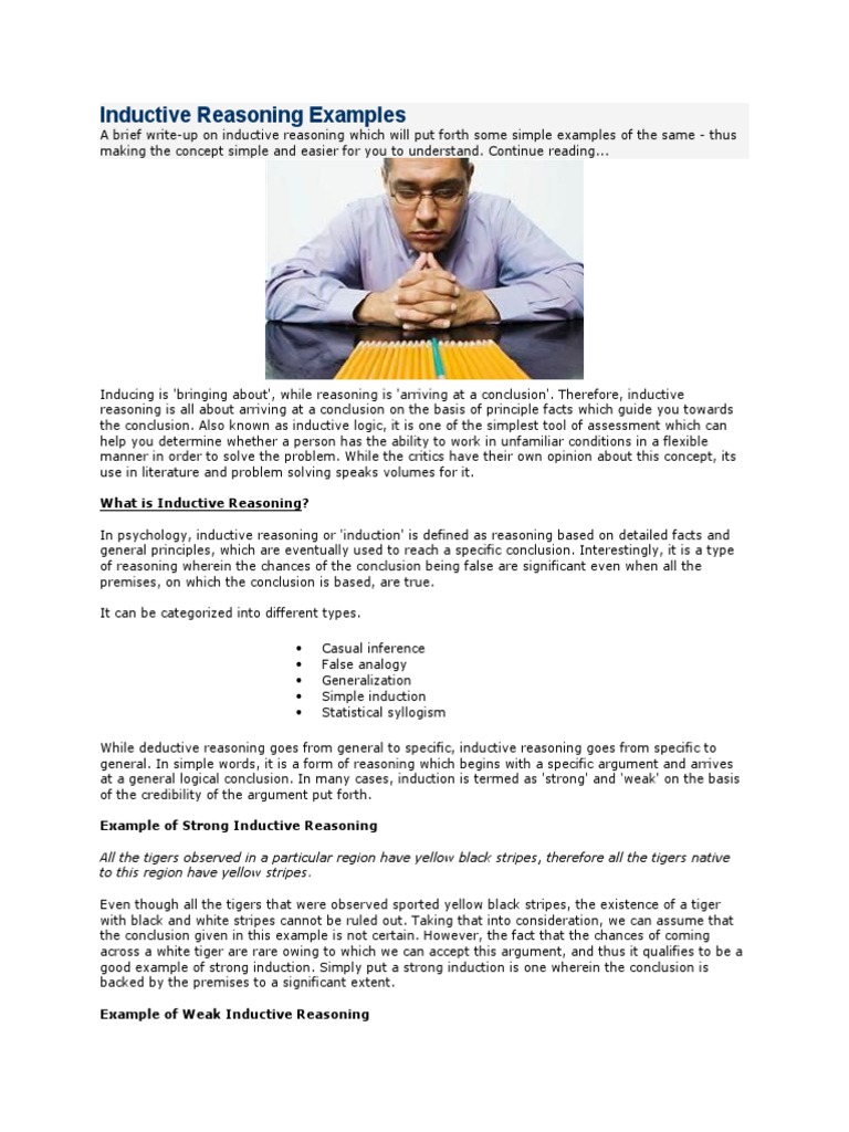 Inductive Reasoning Examples | PDF | Inductive Reasoning | Reason