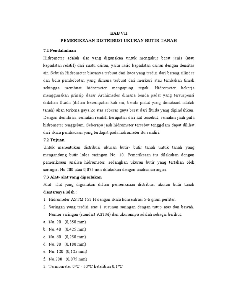 BAB VII Analisis Hidrometer Dan Gradasi Laporan Mektan Pertama Kelompok 4 | PDF