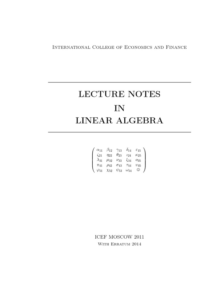 Linear Algebra Lecture Notes for Economists | PDF | Matrix (Mathematics ...