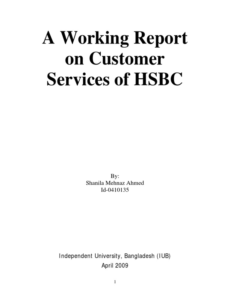 Internship Report On HSBC | PDF | Hsbc | Automated Teller Machine