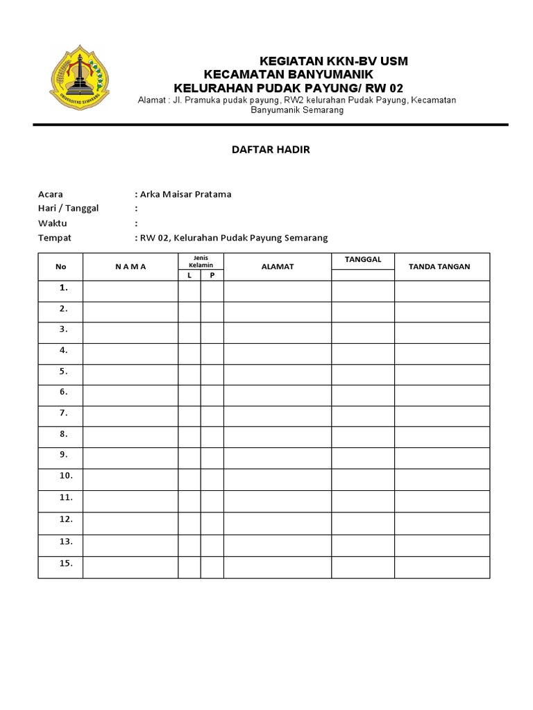 Daftar Hadir KKN | PDF
