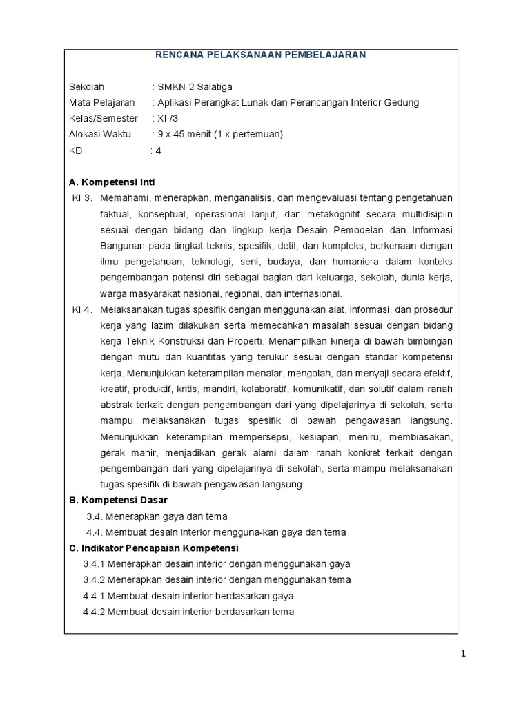 RPP. 3.4. Menerapkan Gaya Dan Tema APL PIG KD 4 | PDF