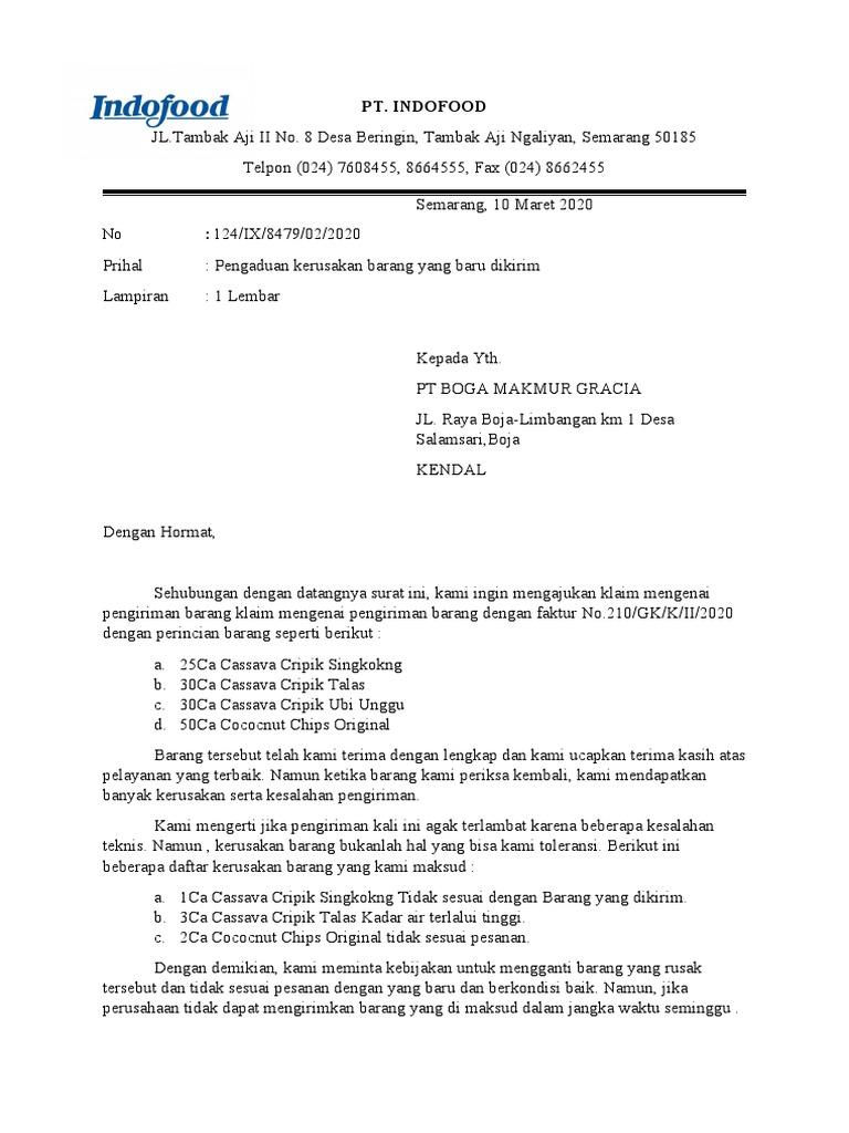 Surat Komplain | PDF