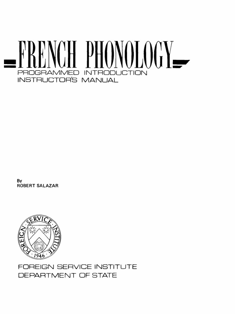 FSI - French Phonology - Instructors Manual | PDF
