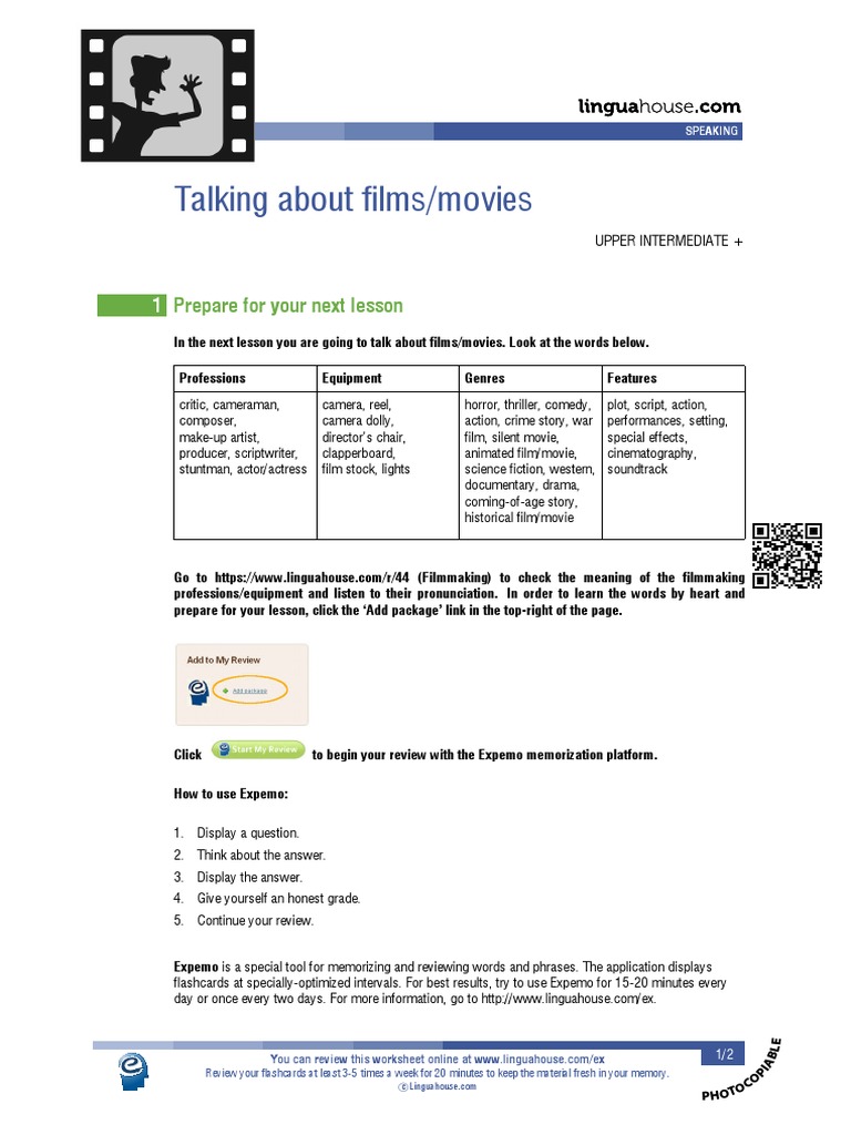 Talking About Films and Movies British English Teacher | PDF ...