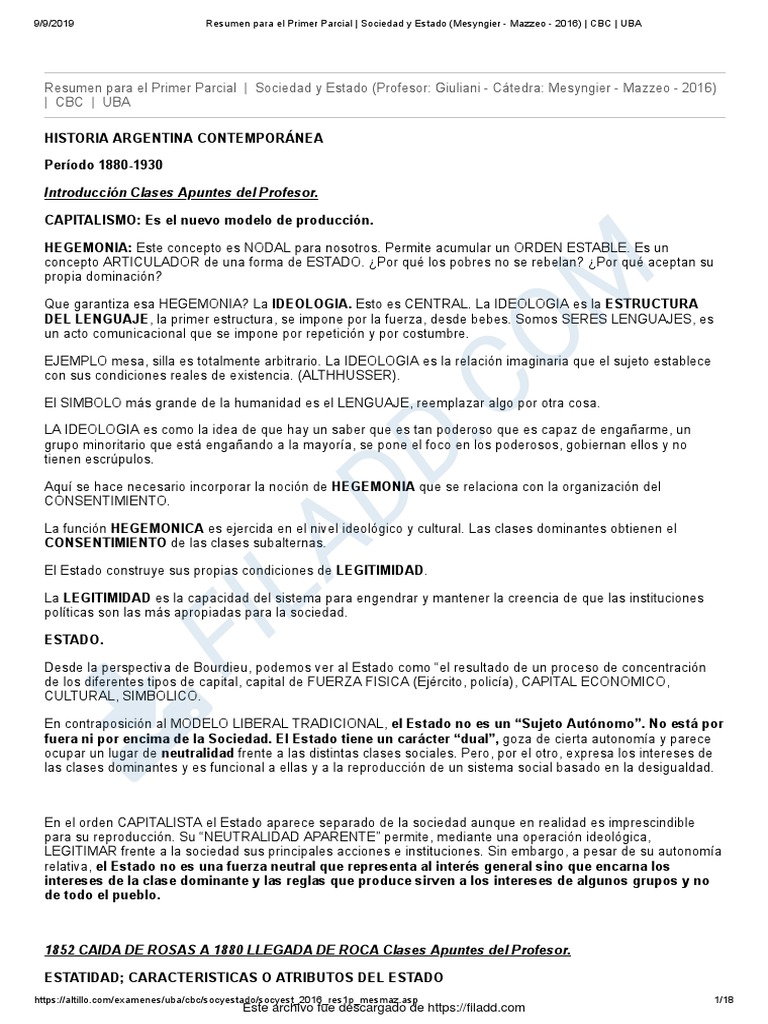 Resumen para El Primer Parcial - Sociedad y Estado Mesyngier - Mazzeo ... Resumen para El Primer Parcial - Sociedad y Estado Mesyngier - Mazzeo ...
