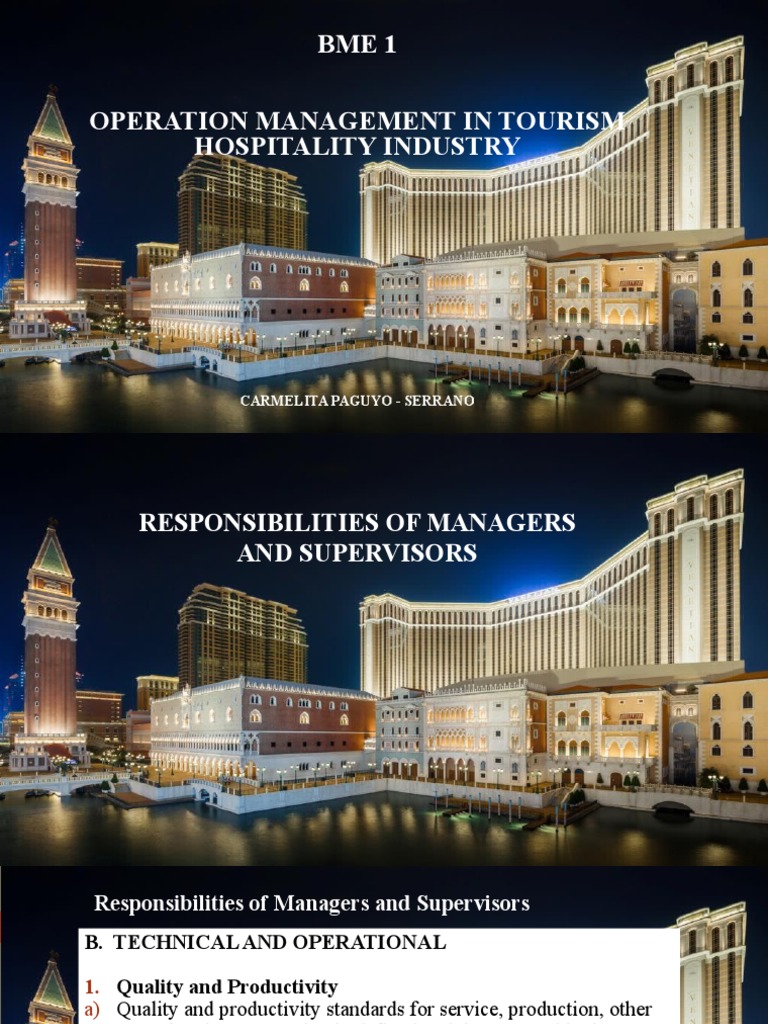Bme 1 Operation Management in Tourism Hospitality Industry: Carmelita Paguyo - Serrano | PDF ...