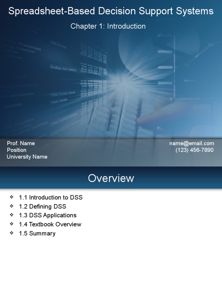 Spreadsheet-Based Decision Support Systems: Chapter 1: Introduction | PDF | Microsoft Excel ...