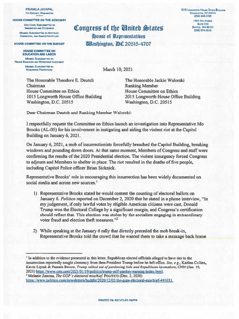 Jayapal Letter | PDF