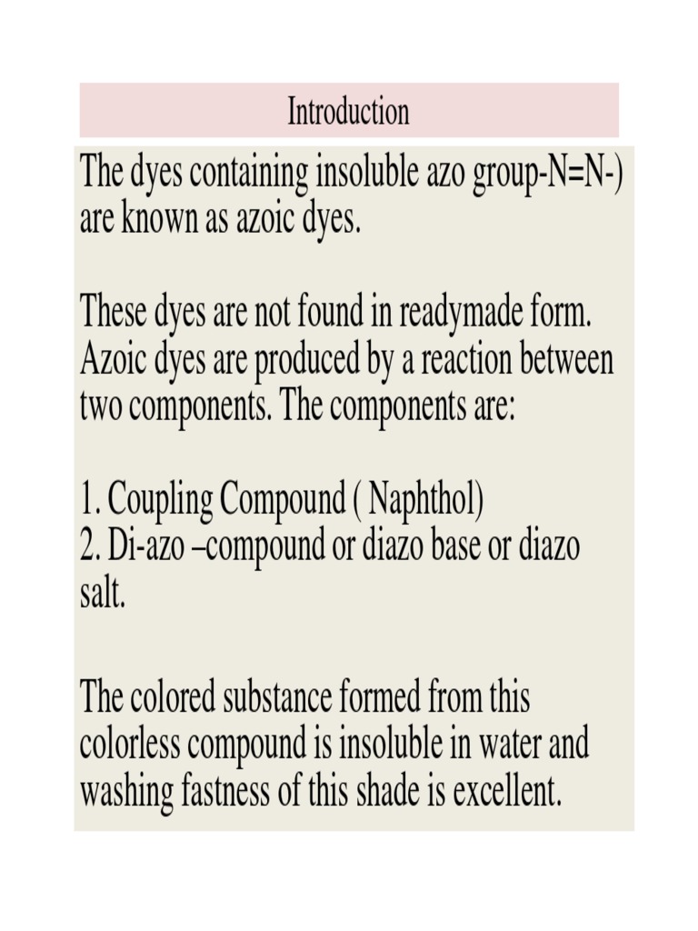 Lecture 6 Azo Dyes | PDF | Dye | Physical Chemistry