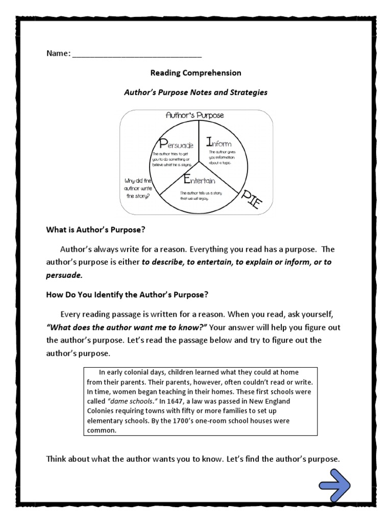 Authors Purpose Notes and Strategies | PDF | Reading Comprehension