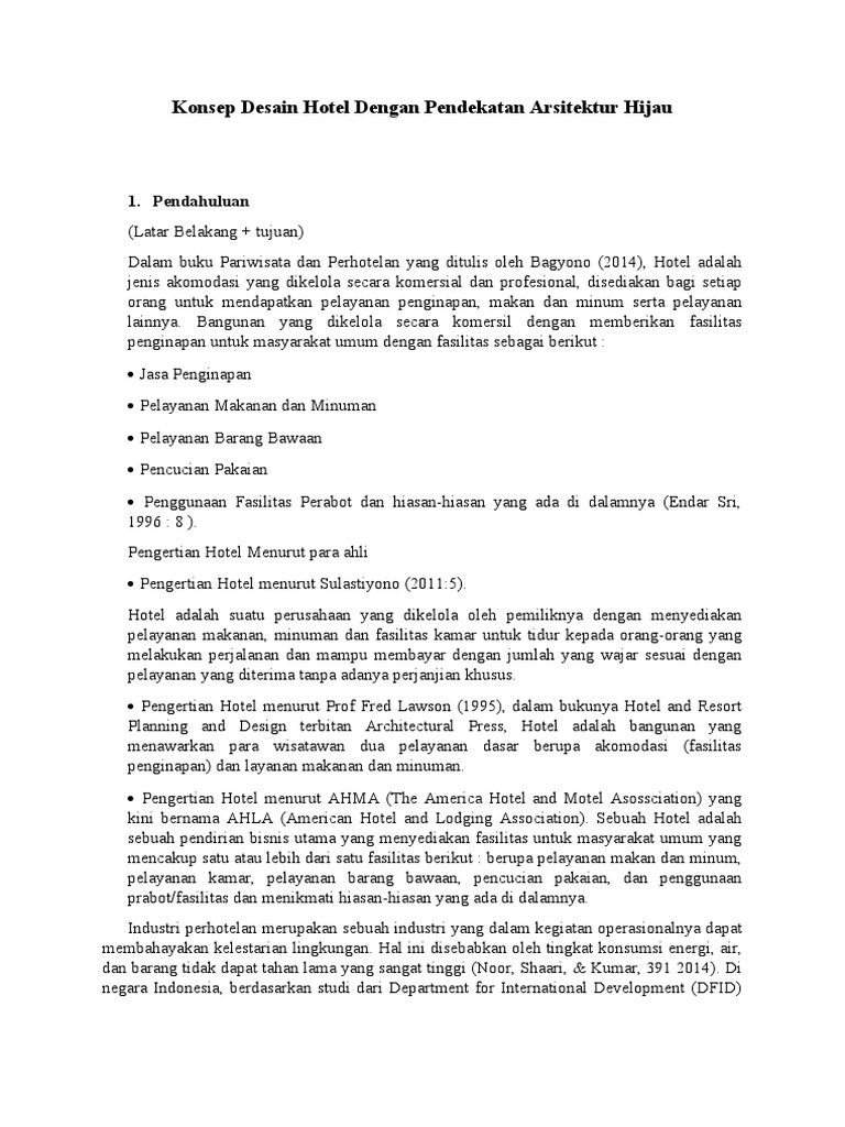 Draft Kajian Hotel Sebagai Elemen Pendukung | PDF