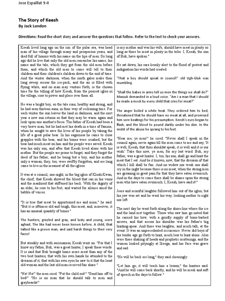 The Story of Keesh: by Jack London | PDF