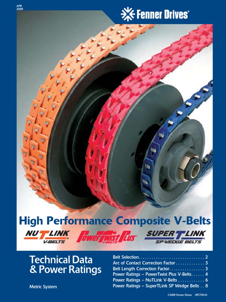 High Performance Composite V-Belts: Technical Data & Power Ratings ...