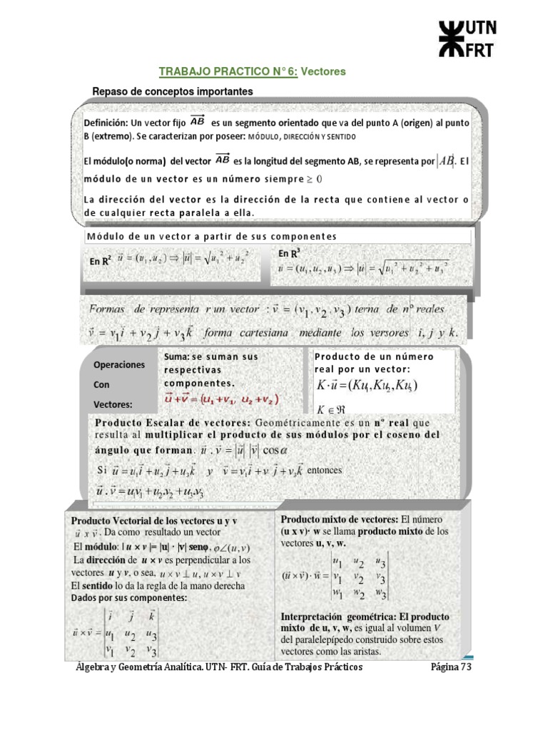 TRABAJO PRÁCTICO #6 Vectores | PDF | Vector Euclidiano | Triángulo