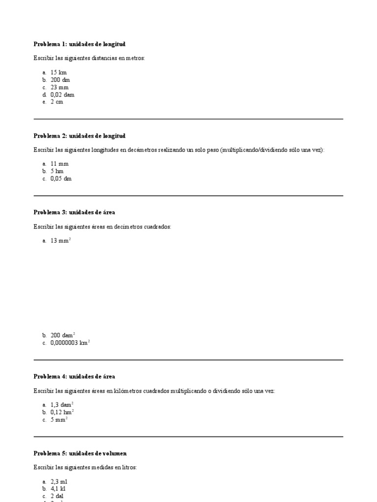 Ejercicios de Conversiones | PDF