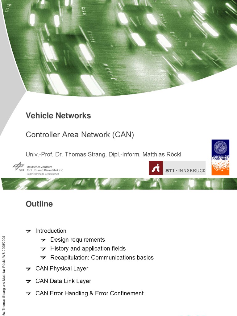 Vehicle Networks: Controller Area Network (CAN) | PDF | Network ...