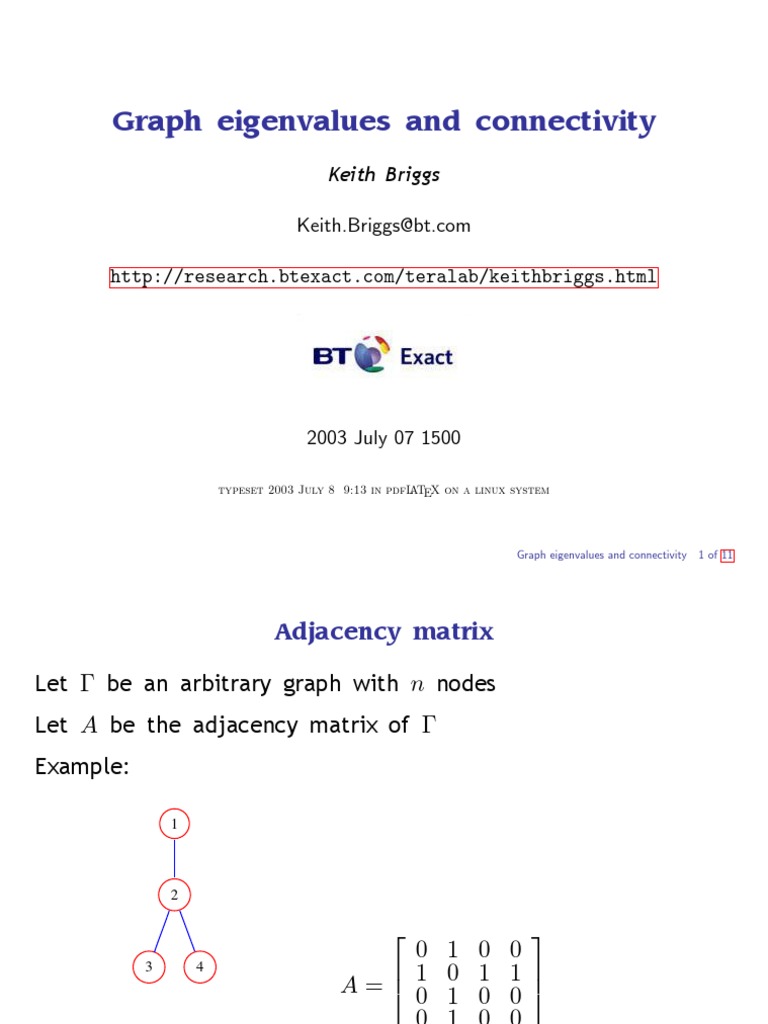 GRAPH EIGENVALUES | PDF | Eigenvalues And Eigenvectors | Matrix (Mathematics)