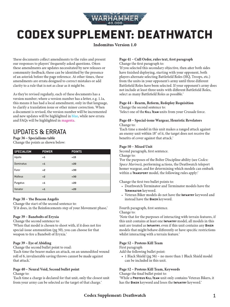 Codex Sapliment - Deathwatch FAQ | PDF | Military | Warfare