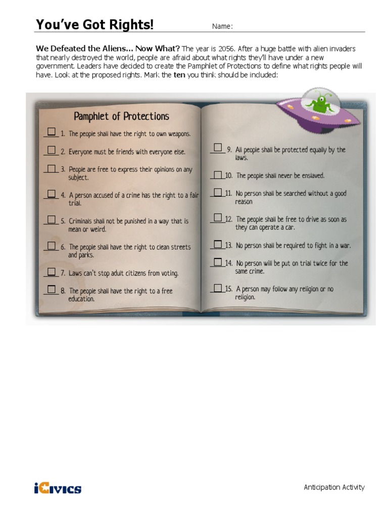 You've Got Rights - Reading - Fillable | PDF | United States Bill Of ...