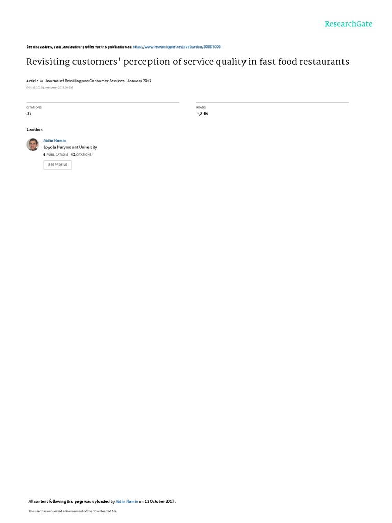 Revisiting Customers' Perception of Service Quality in Fast Food ...