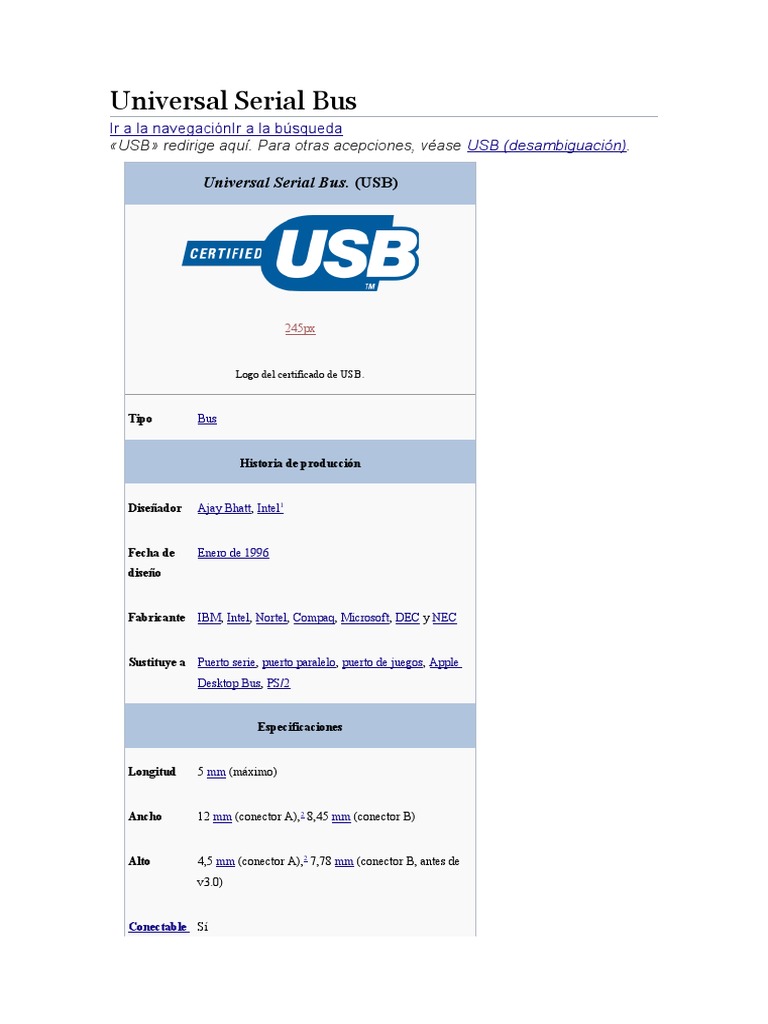 Universal Serial Bus | PDF | USB | Arquitectura de Computadores