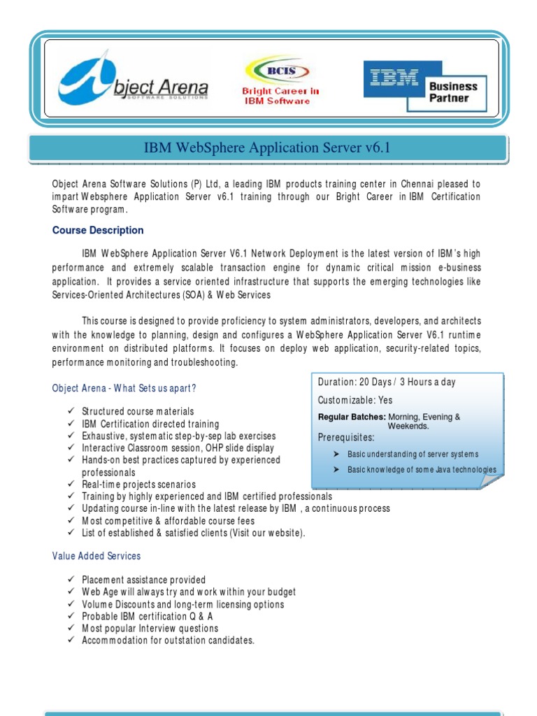 IBM WebSphere Application Server v6.1 Training (20 Days | PDF | Web Application | Service ...
