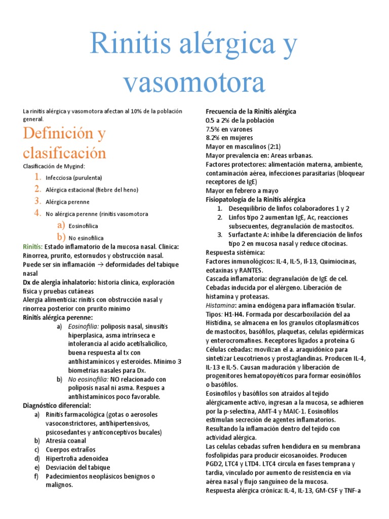 Rinitis Vasomotora: Causas y Tratamiento | PDF | Alergia | Asma
