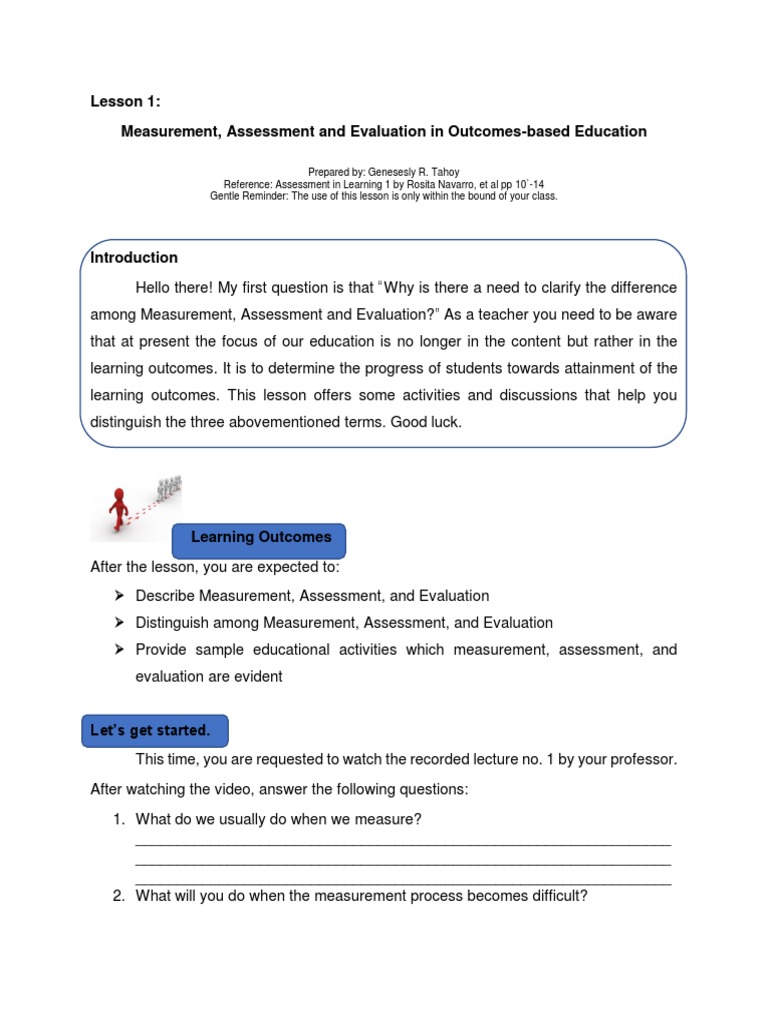 Lesson 1 Assessment in Learning 1 | PDF | Educational Assessment ...