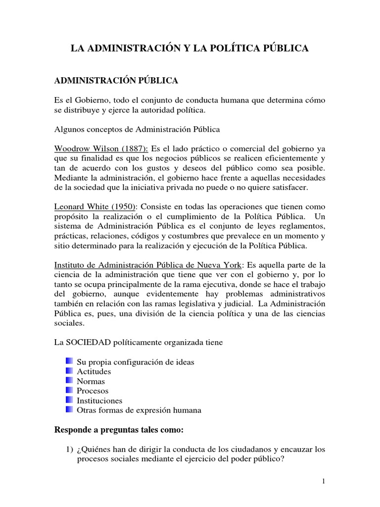 Aspectos Conceptuales Sobre La Administraci+ - N P+ - Blica | PDF | Administración Pública ...